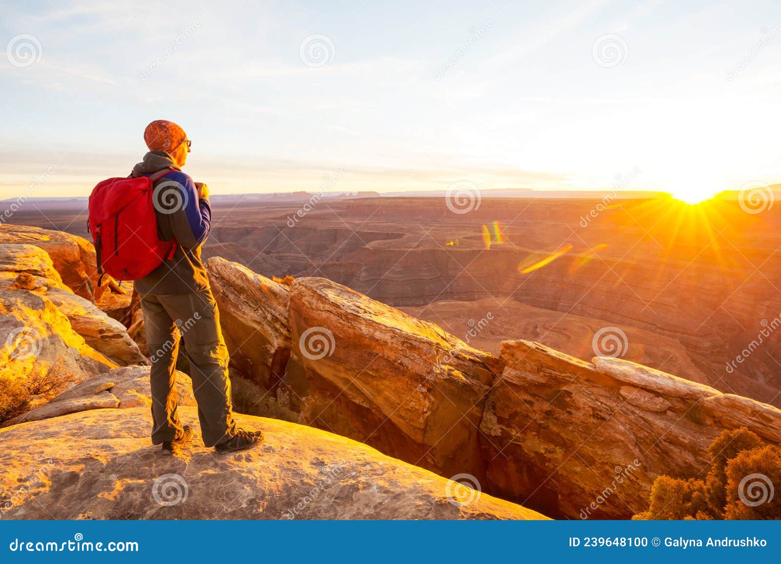 Hike on sunset stock photo. Image of trekking, climb - 239648100