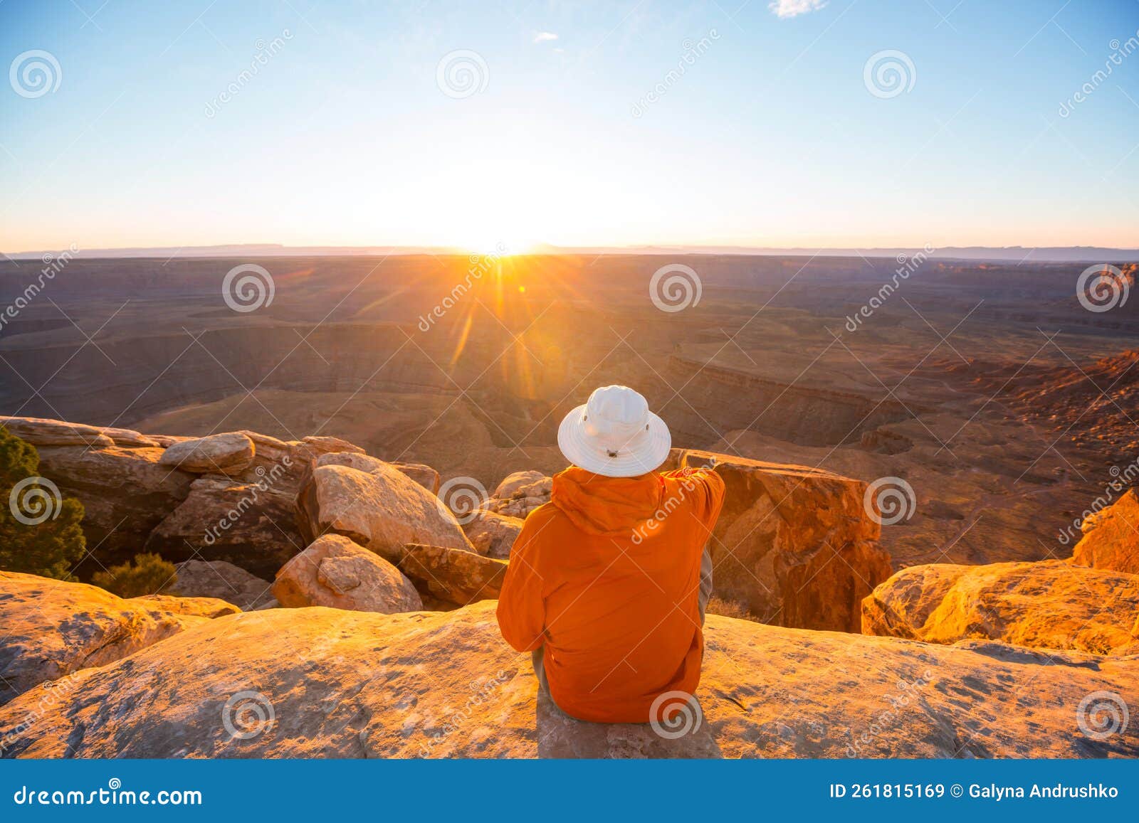 Hike on sunset stock image. Image of rock, inspiration - 261815169