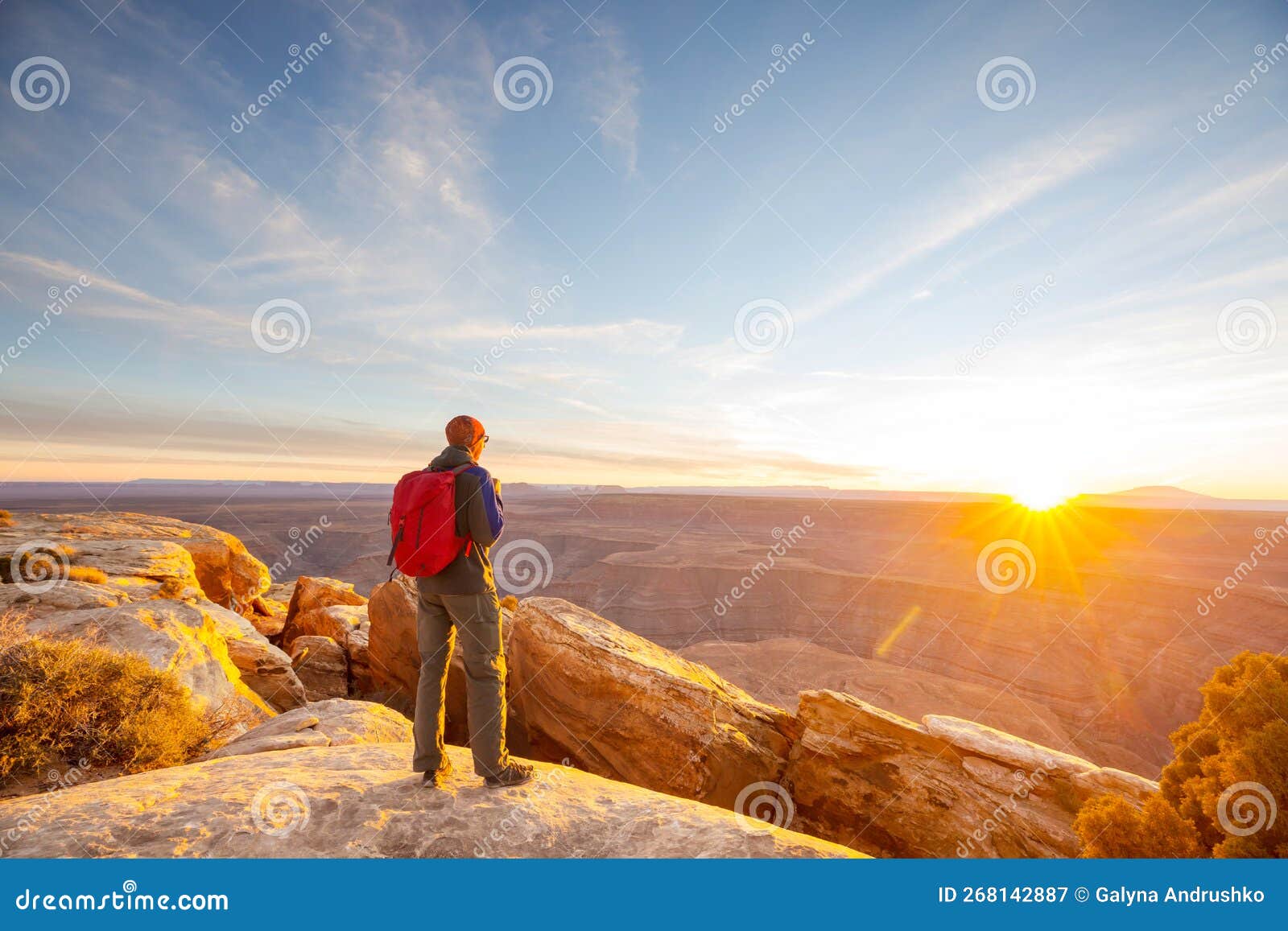 Hike on sunset stock image. Image of outdoors, hiking - 268142887