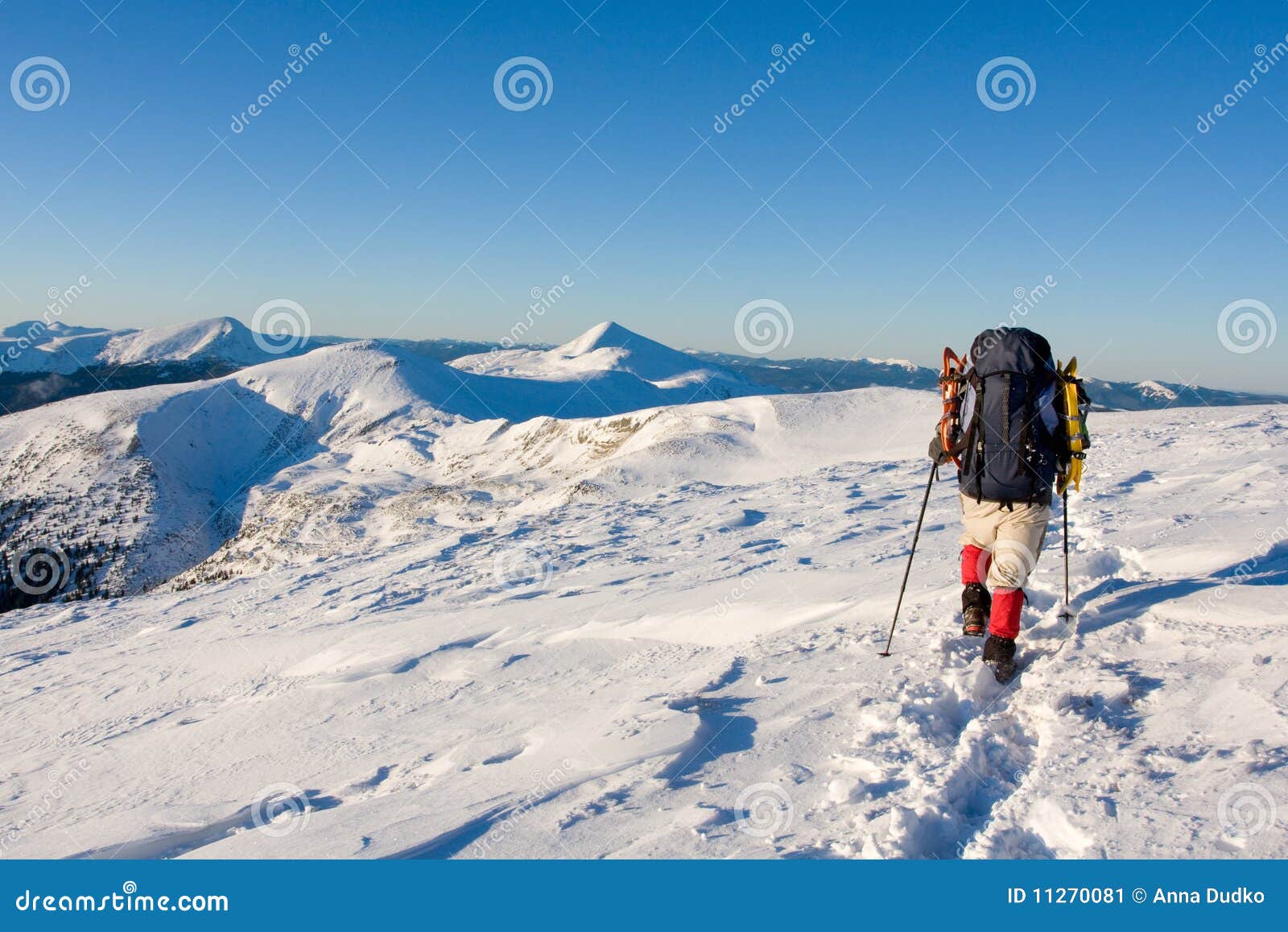 Hiker stock image. Image of cold, climbing, snowshoe - 11270081