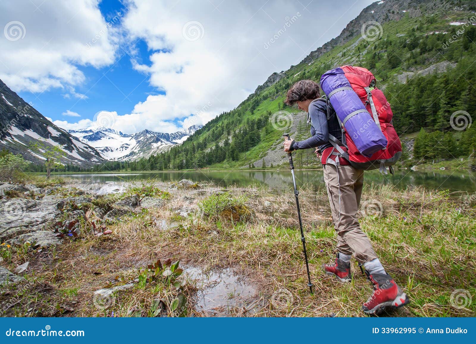 Hiker in Altai Mountains, Russian Federation Stock Image - Image of ...