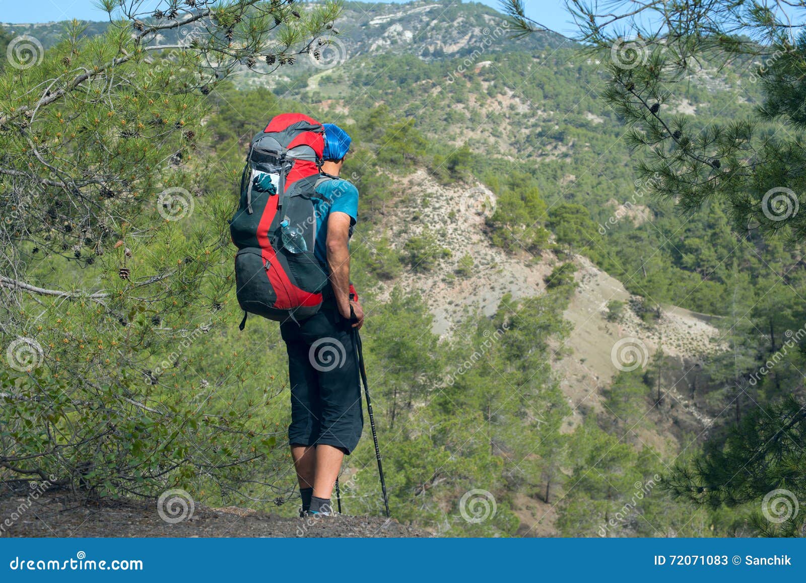 Hiker with Backpack. Back View. Stock Image - Image of caucasian, adult ...