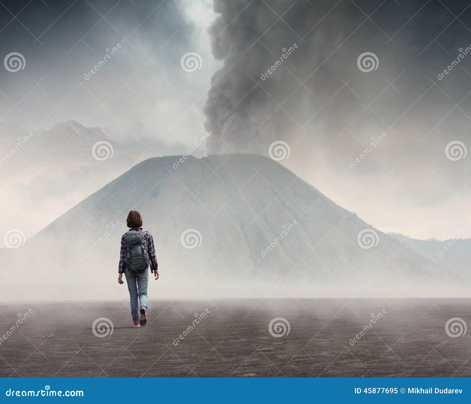 Hiker stock image. Image of hike, clouds, eruption, mountain - 45877695