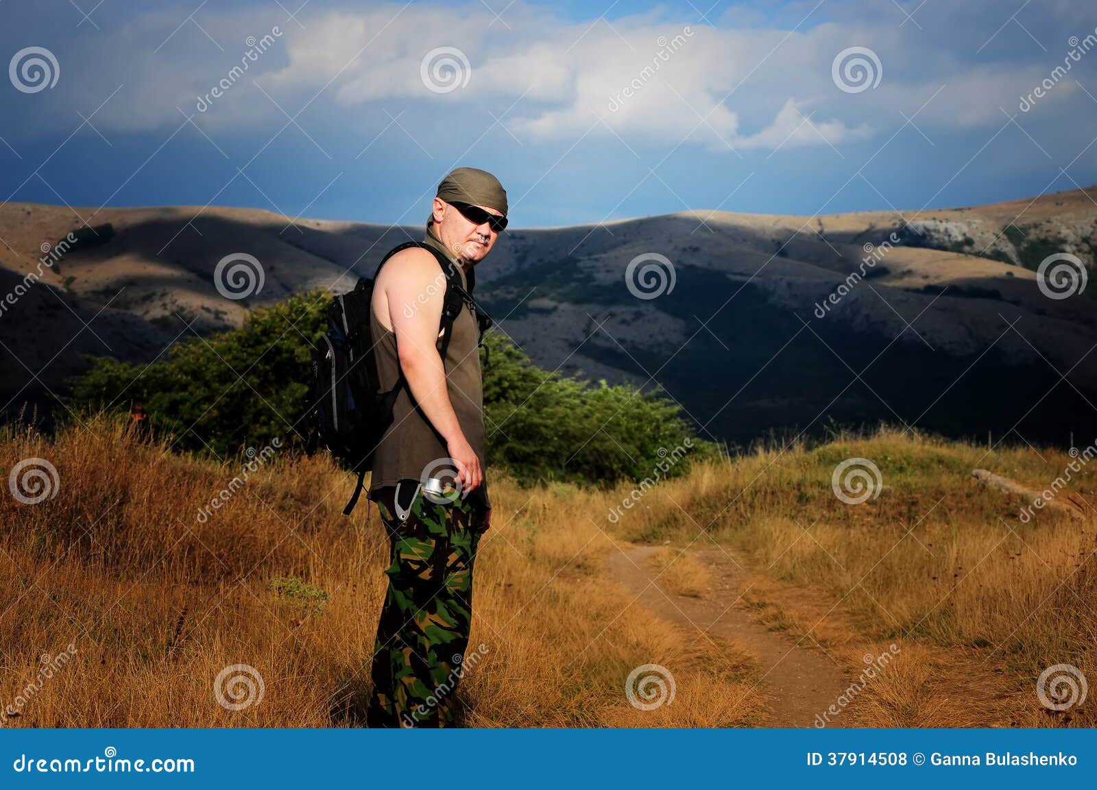 Hiker with backpack stock photo. Image of backpack, fitness - 37914508