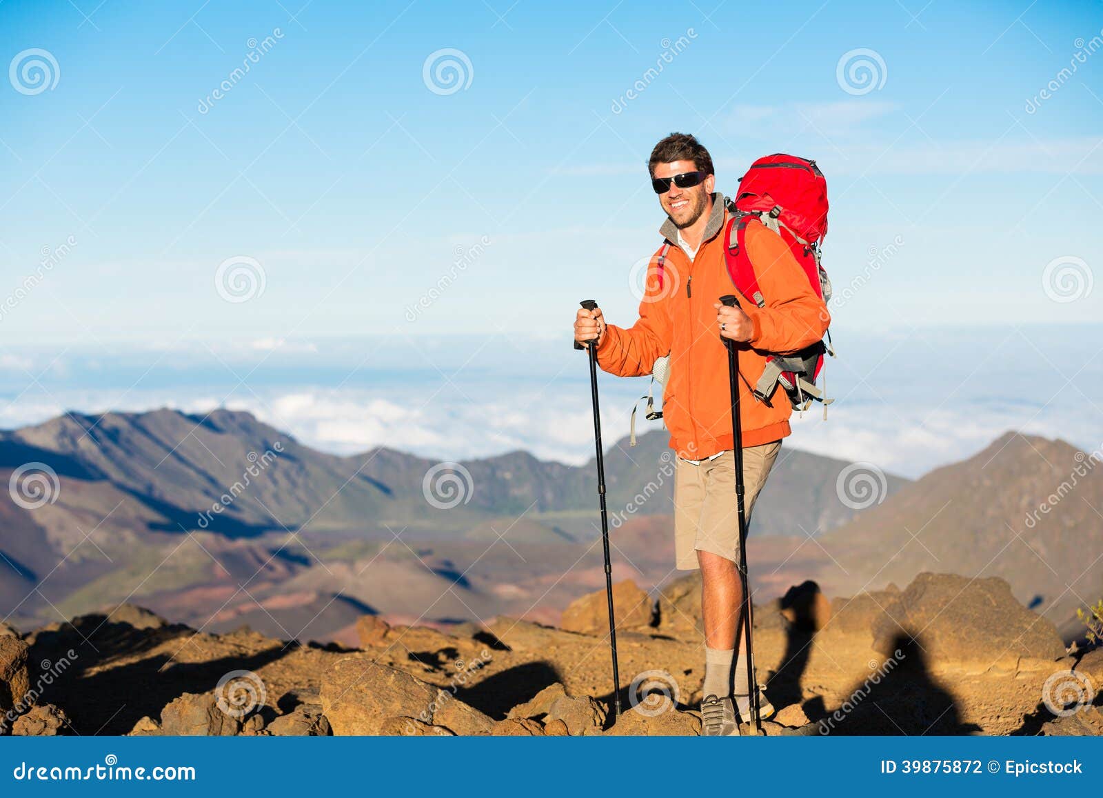 Hiker with backpack stock photo. Image of mountain, countryside - 39875872