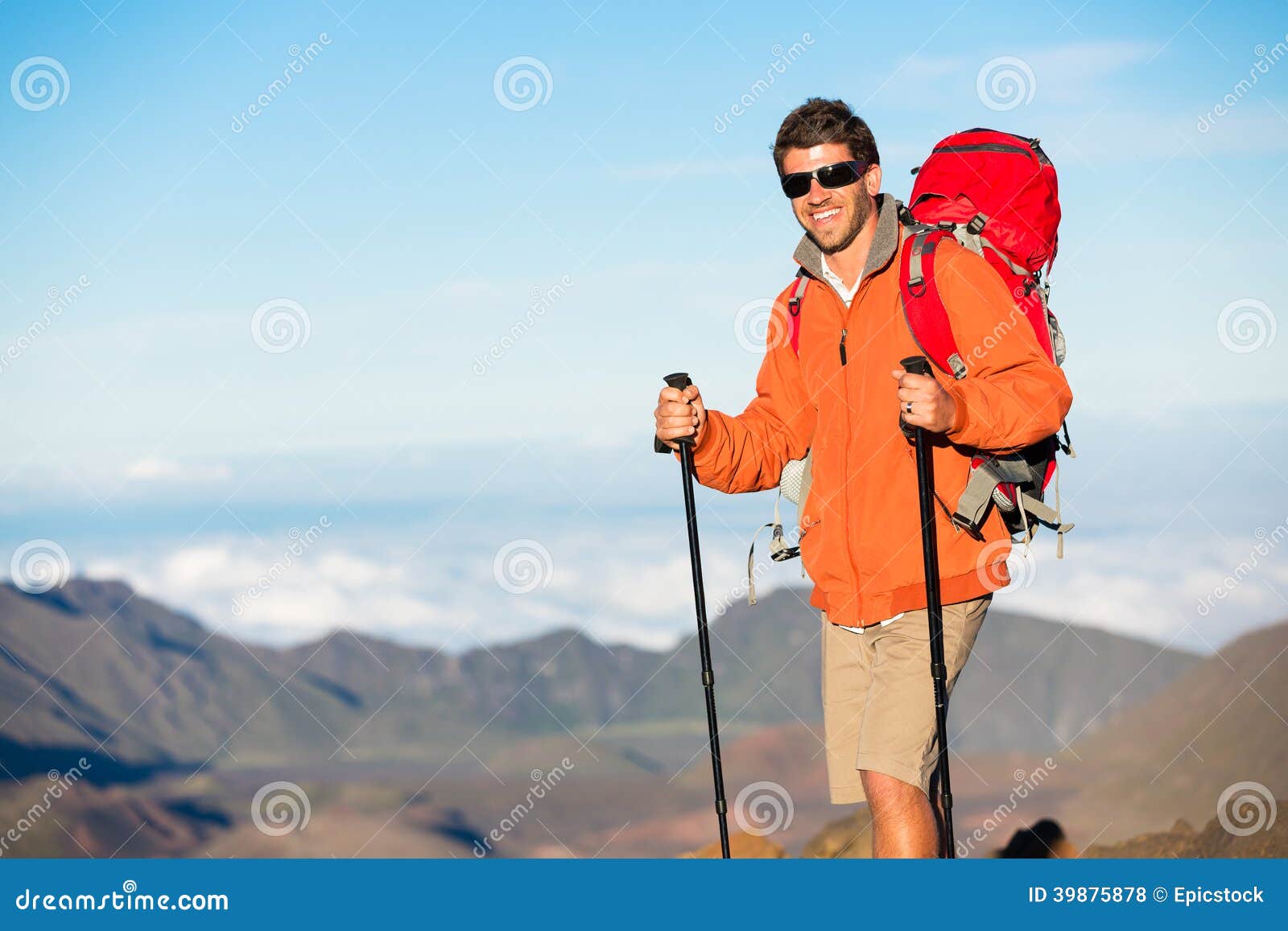 Hiker with backpack stock photo. Image of rock, hill - 39875878