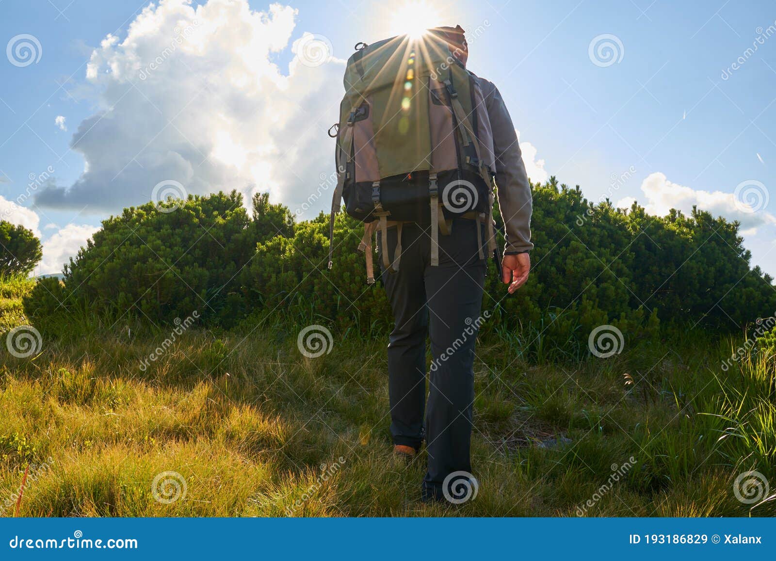 Hiker with Backpack on the Trail Stock Image - Image of healthy, active ...