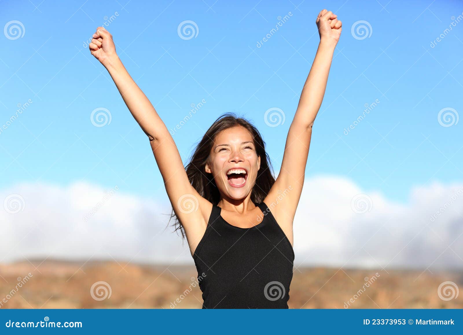 Hiker cheering stock image. Image of mixed, hiking, asian - 23373953