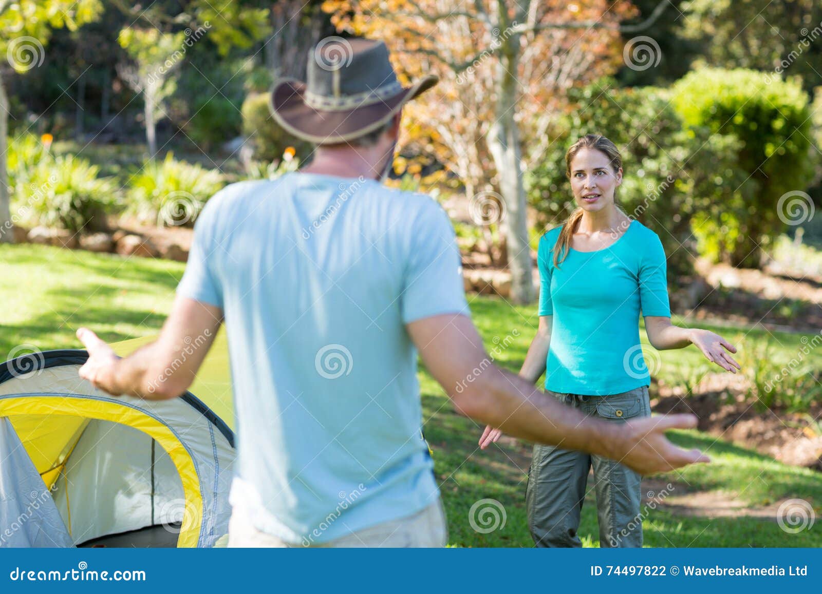 Hiker Couple Arguing with Each Other Stock Photo - Image of adult ...