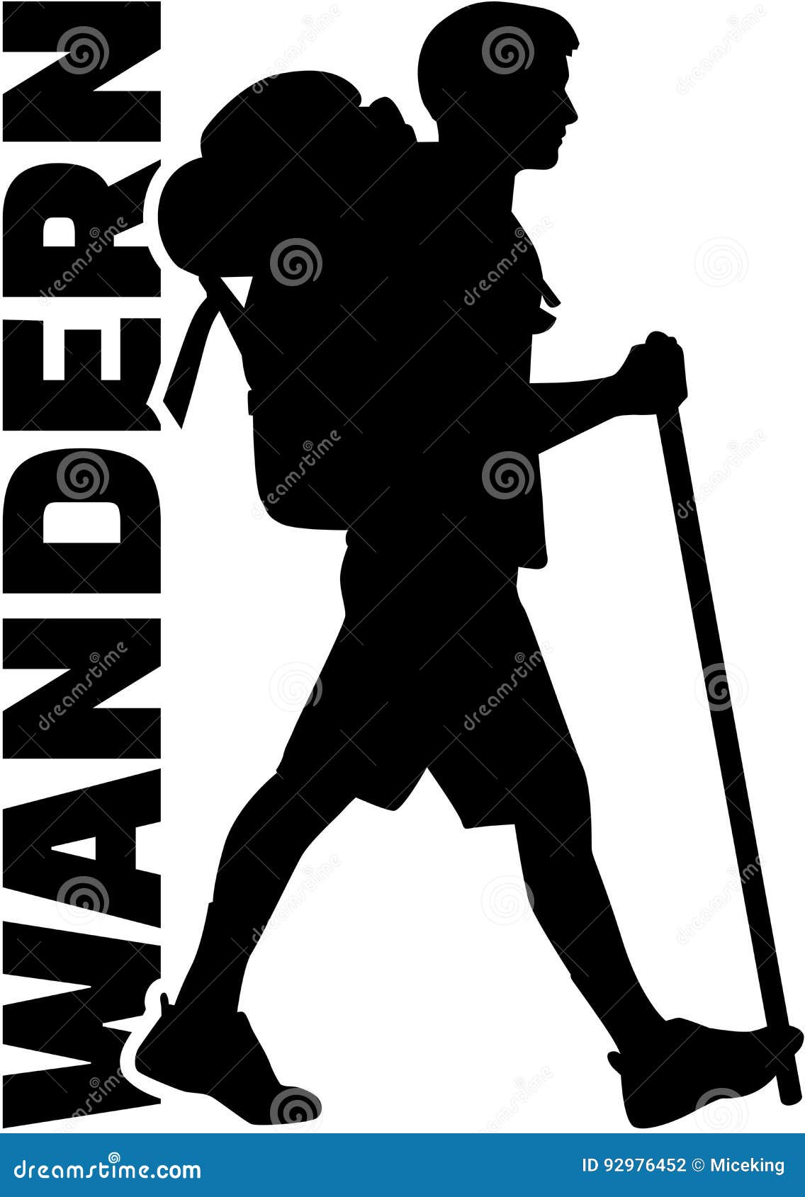 Hiker with german word stock vector. Illustration of hike - 92976452