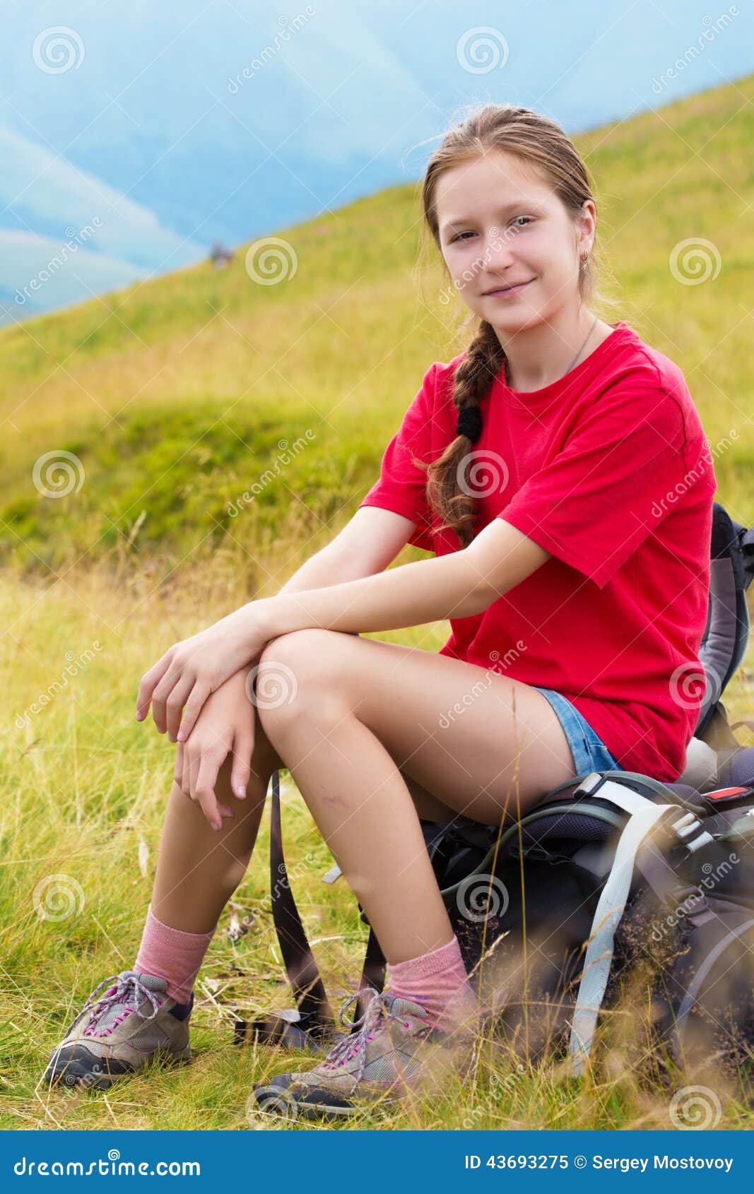Hiker girl stock image. Image of traveler, people, nature - 43693275