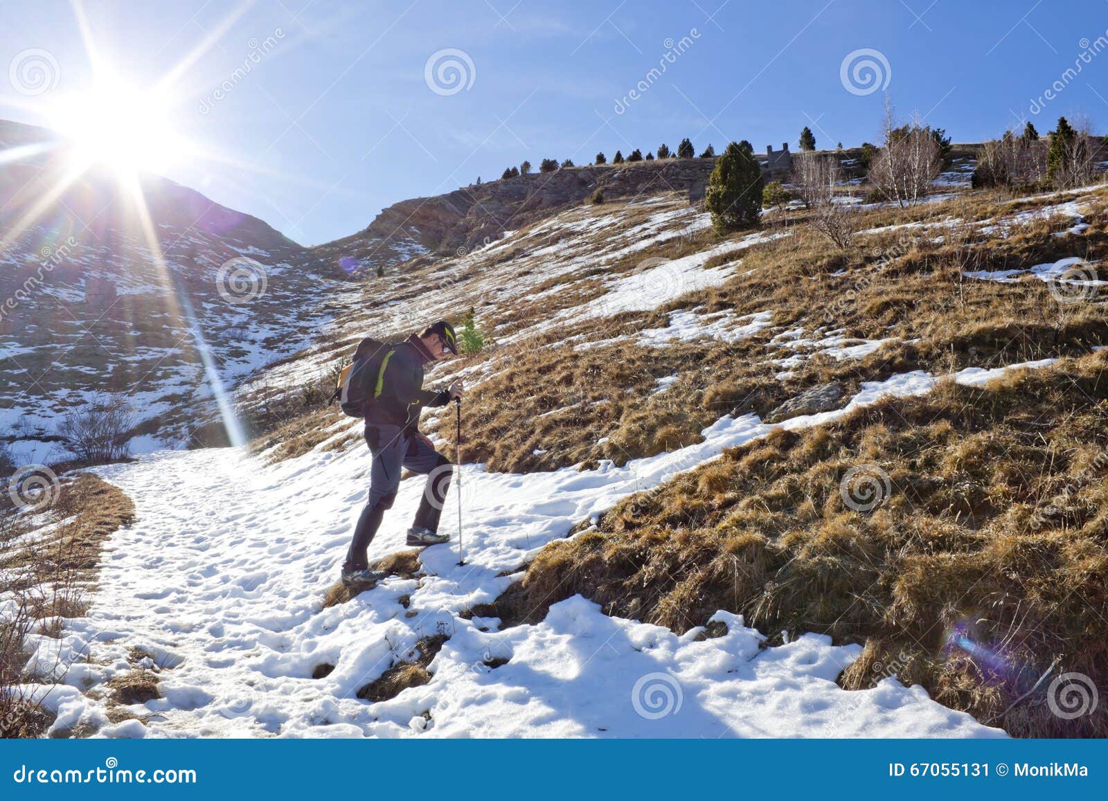 Hiker Going Up On A Mountain Trail Stock Photography | CartoonDealer ...