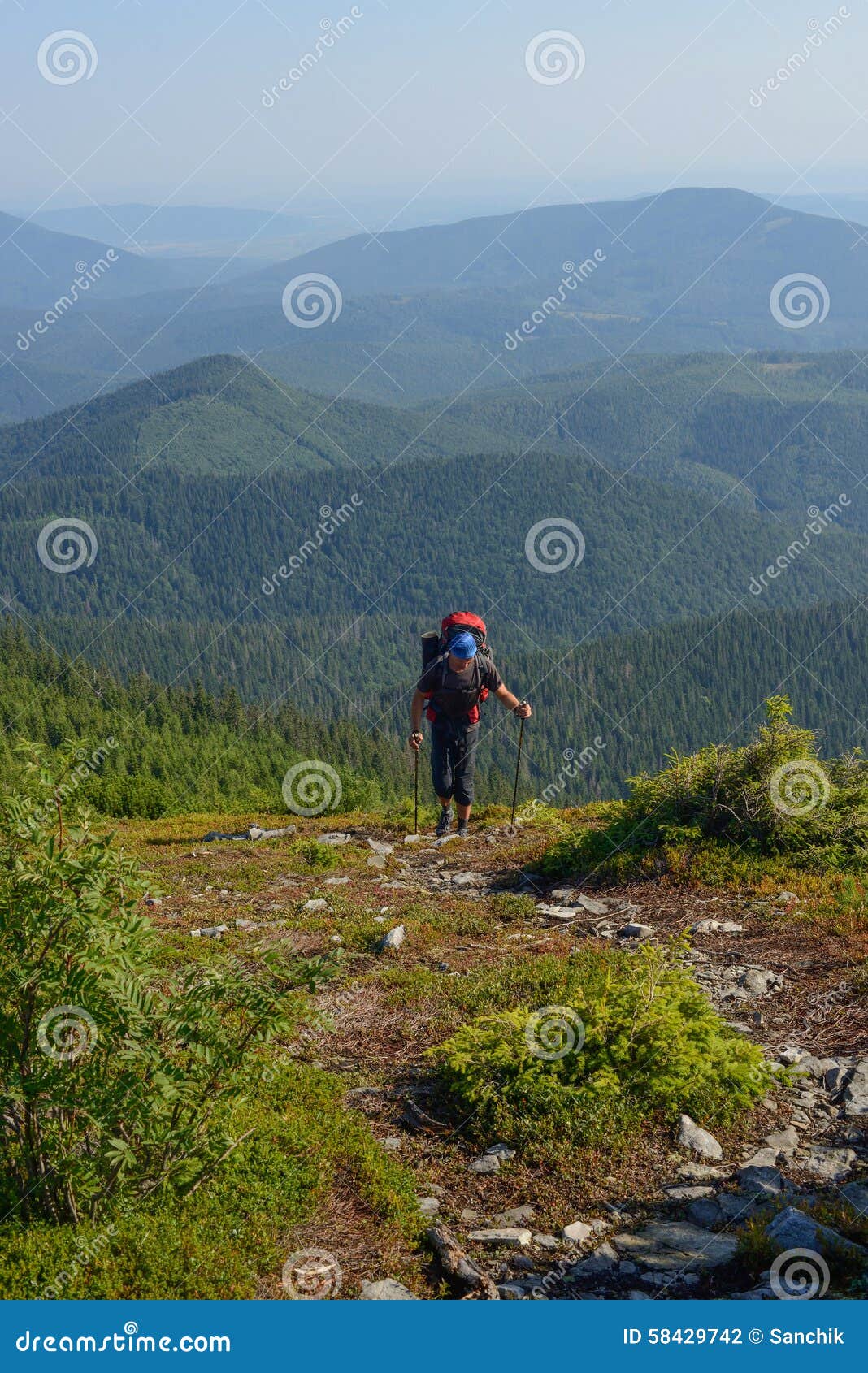 Hiker going up stock photo. Image of adult, trekking - 58429742