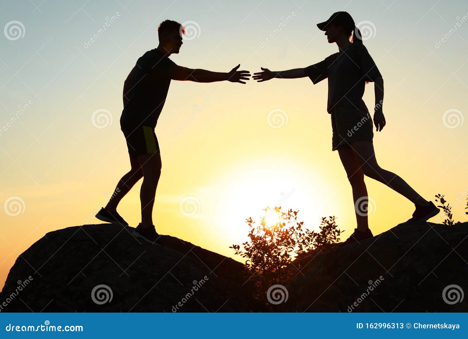 Hiker Helping Friend Outdoors. Help and Support Concept Stock Image ...