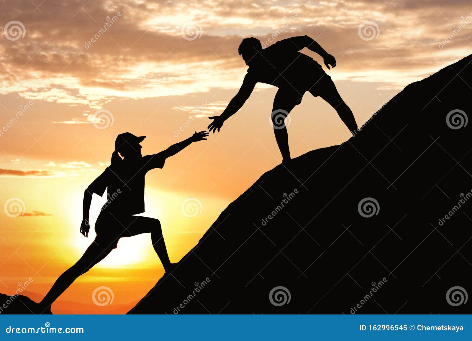 Hiker Helping Friend Outdoors. Help and Support Concept Stock Image ...