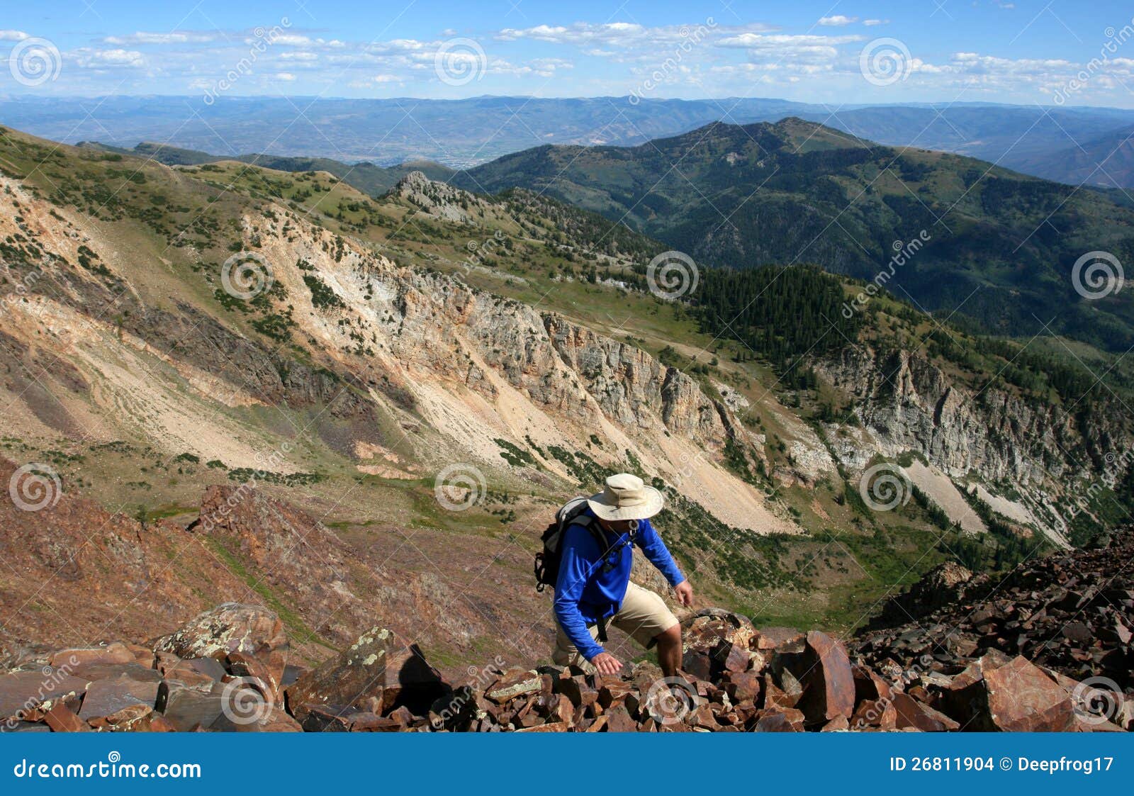 Hiker High on Mountain Ridge Stock Photo - Image of nature, ridges ...