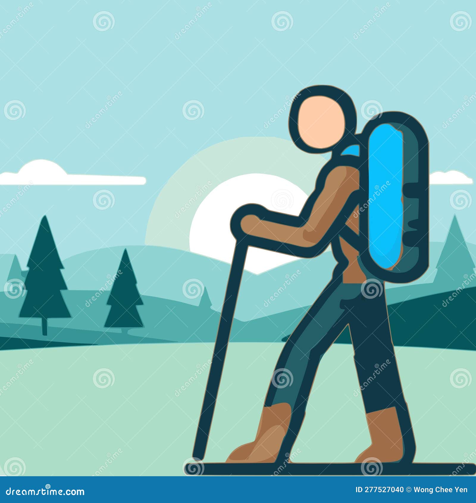 Hiker Landscape Vector Graphics Stock Illustration - Illustration of ...