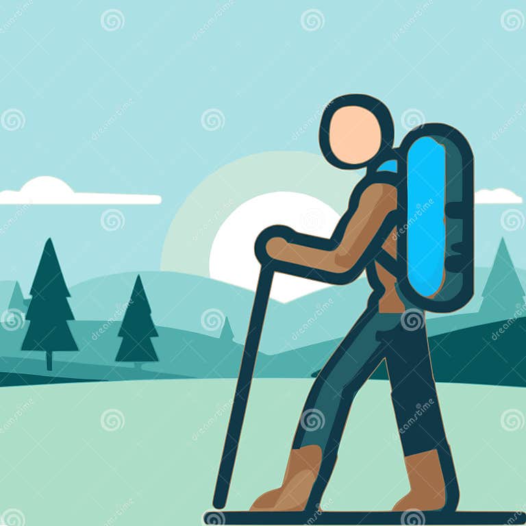 Hiker Landscape Vector Graphics Stock Illustration - Illustration of ...
