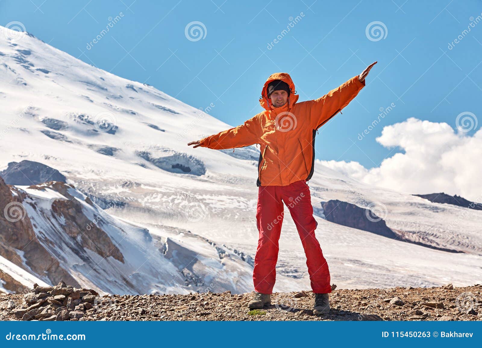 Hiker in the mountain stock image. Image of hiker, sunny - 115450263
