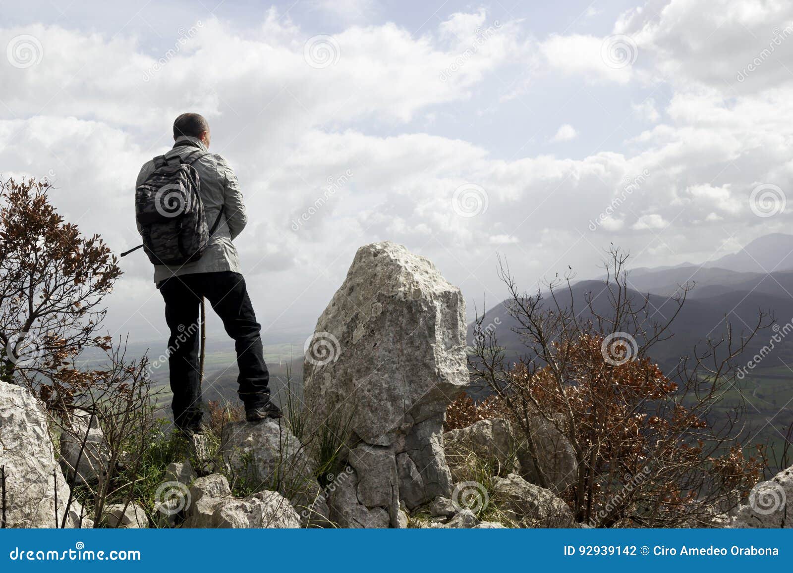 Hiker on mountain stock photo. Image of spring, adventuring - 92939142