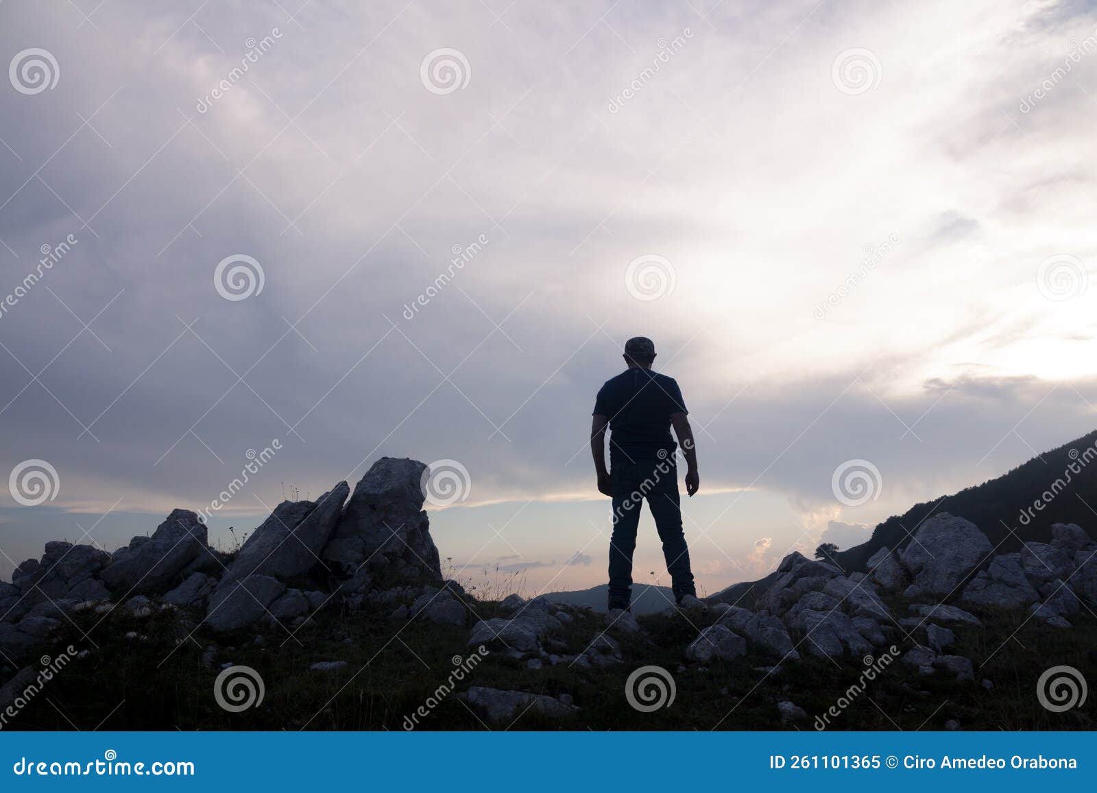 Hiker on the Mountain Summit Stock Image - Image of person, landscape ...
