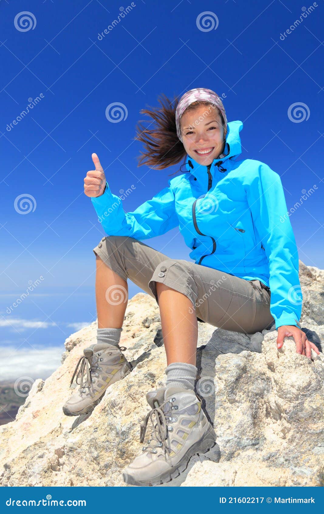 Hiker at Mountain Top Summit Stock Image - Image of adventure, concept ...