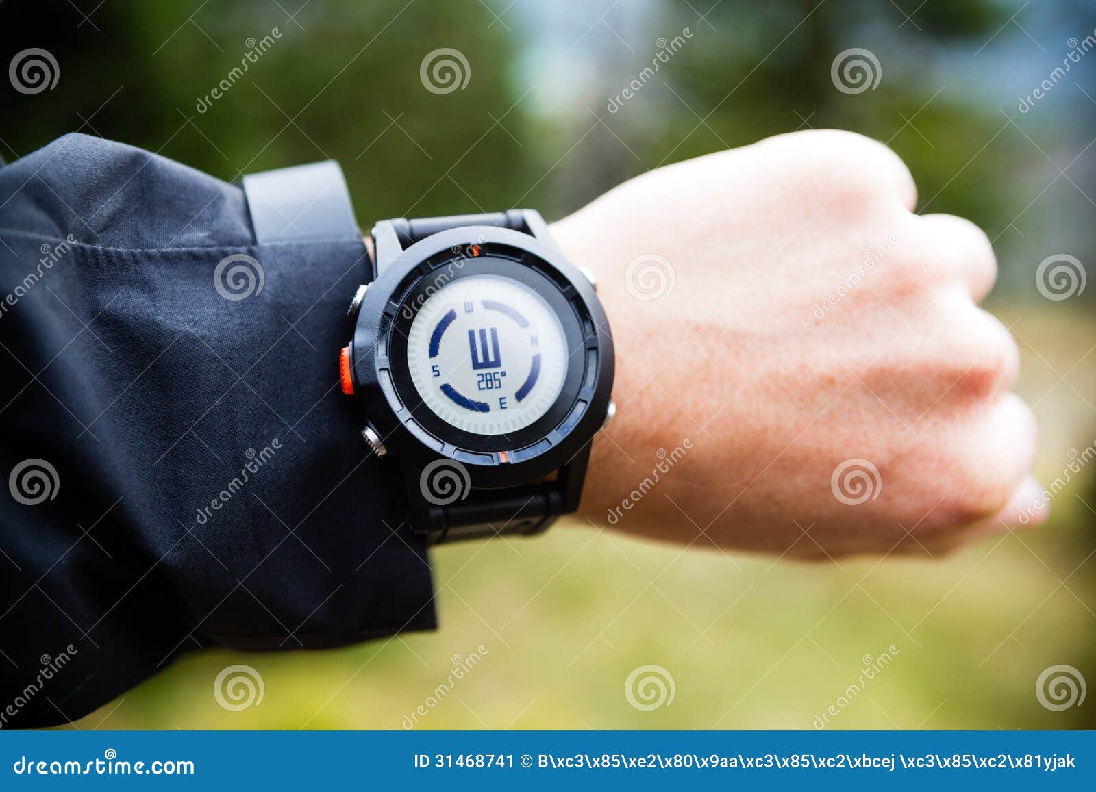 Hiker on Mountain Trail Checking Gps Compass Stock Image - Image of ...