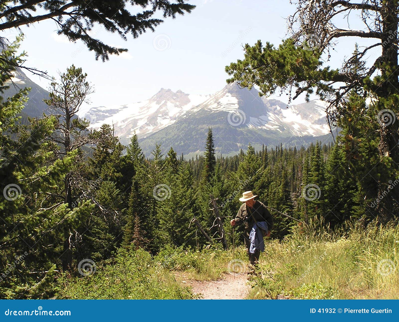 Hiker on path stock photo. Image of nature, bright, snow - 41932