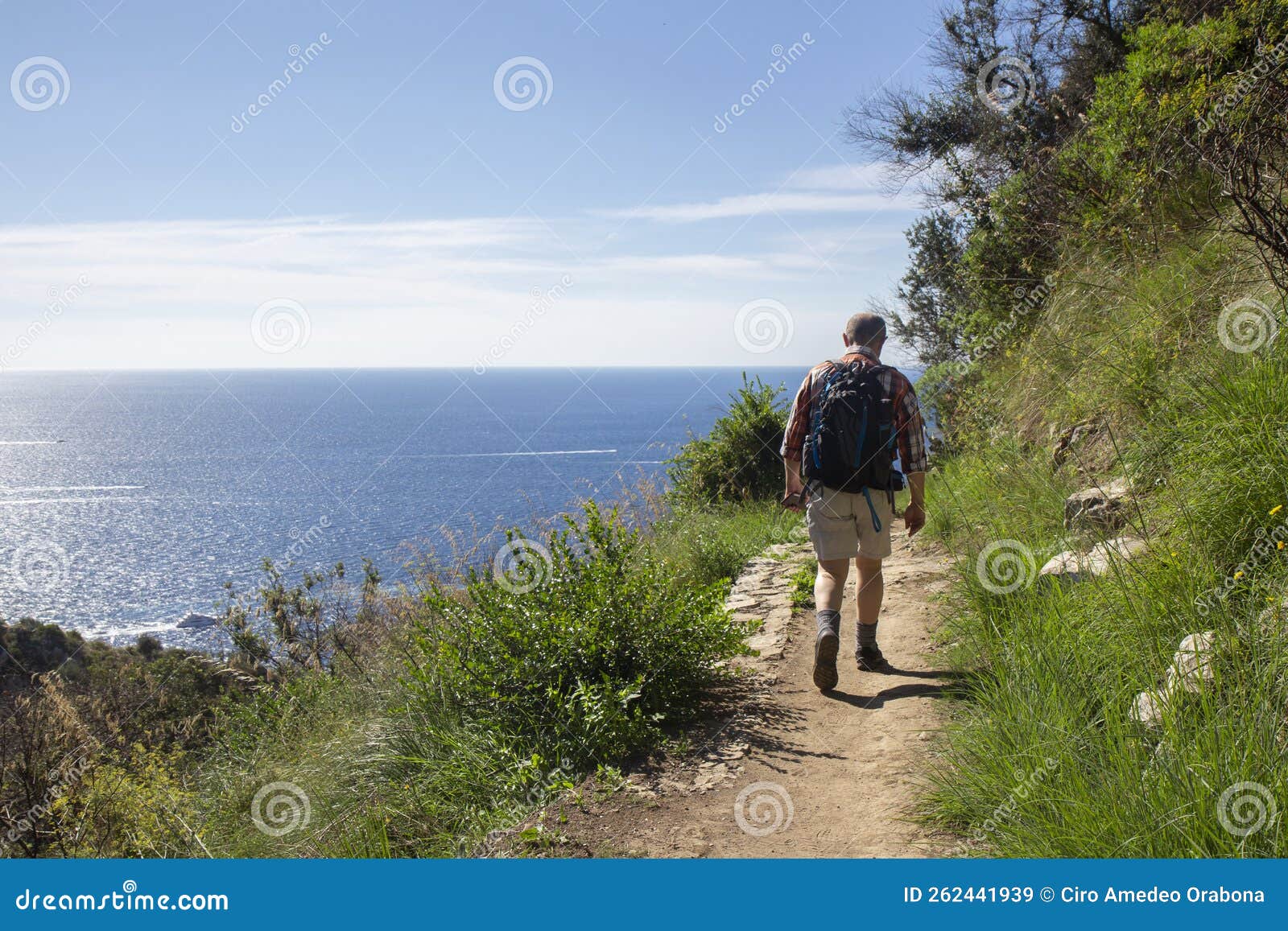 Hiker on a path stock image. Image of holiday, hiker - 262441939