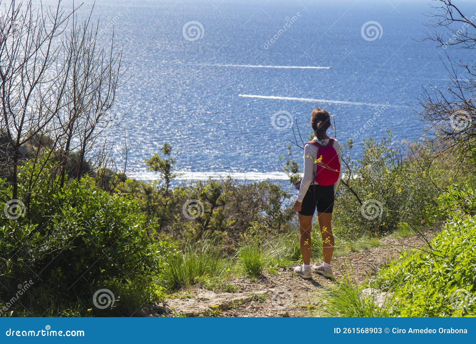 Hiker on a path stock image. Image of holiday, travel - 261568903