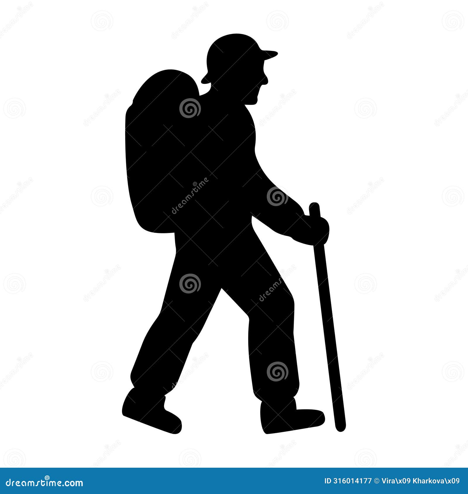 Hiker Person Hiking or Trekking with Backpack. Stock Vector ...
