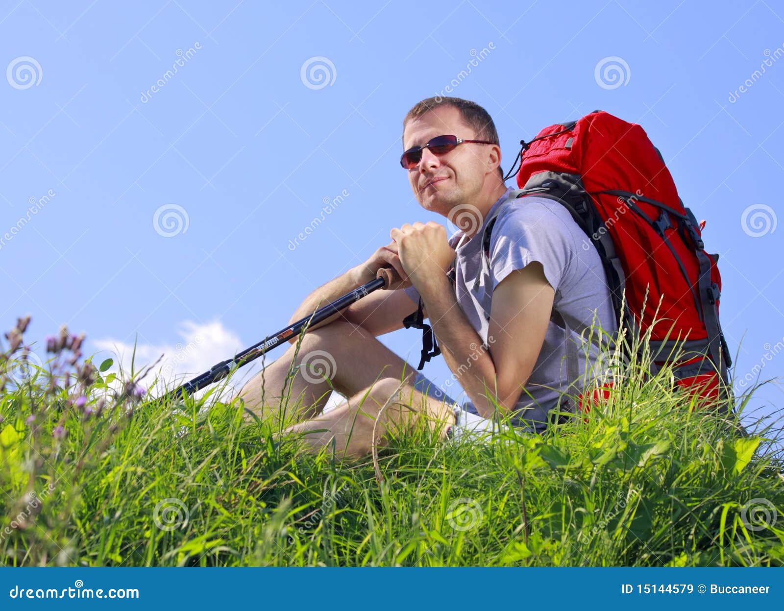 Hiker resting stock image. Image of recreation, happy - 15144579