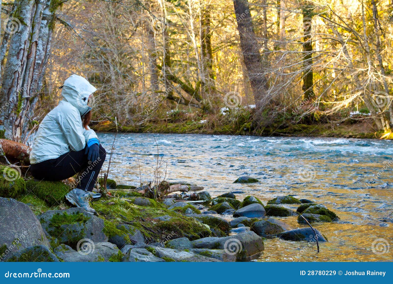 Hiker Resting at River stock image. Image of female, sitting - 28780229