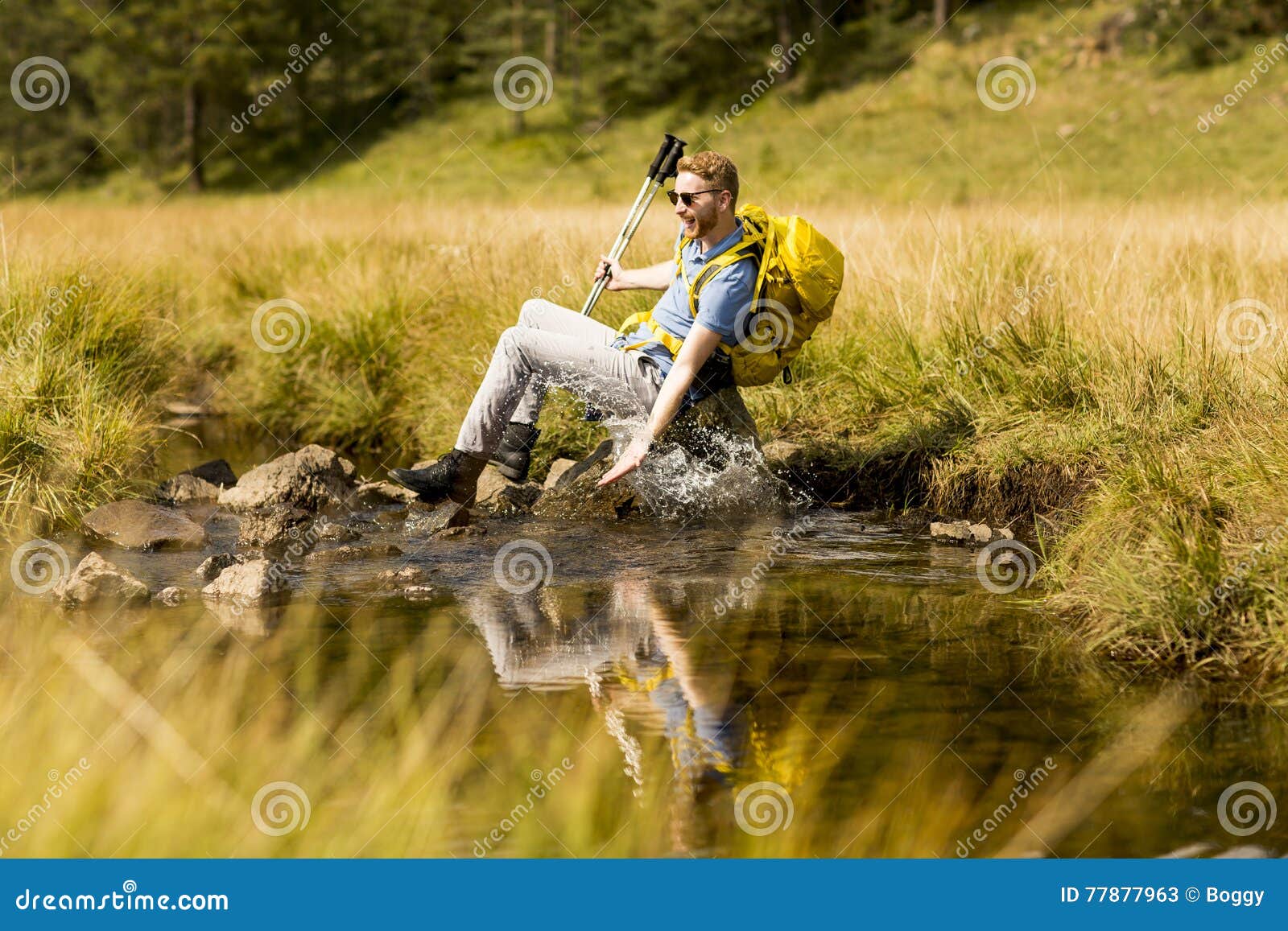 Hiker resting stock image. Image of time, countryside - 77877963