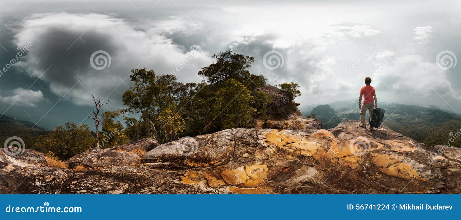 Hiker on the rock stock photo. Image of lush, male, activity - 56741224