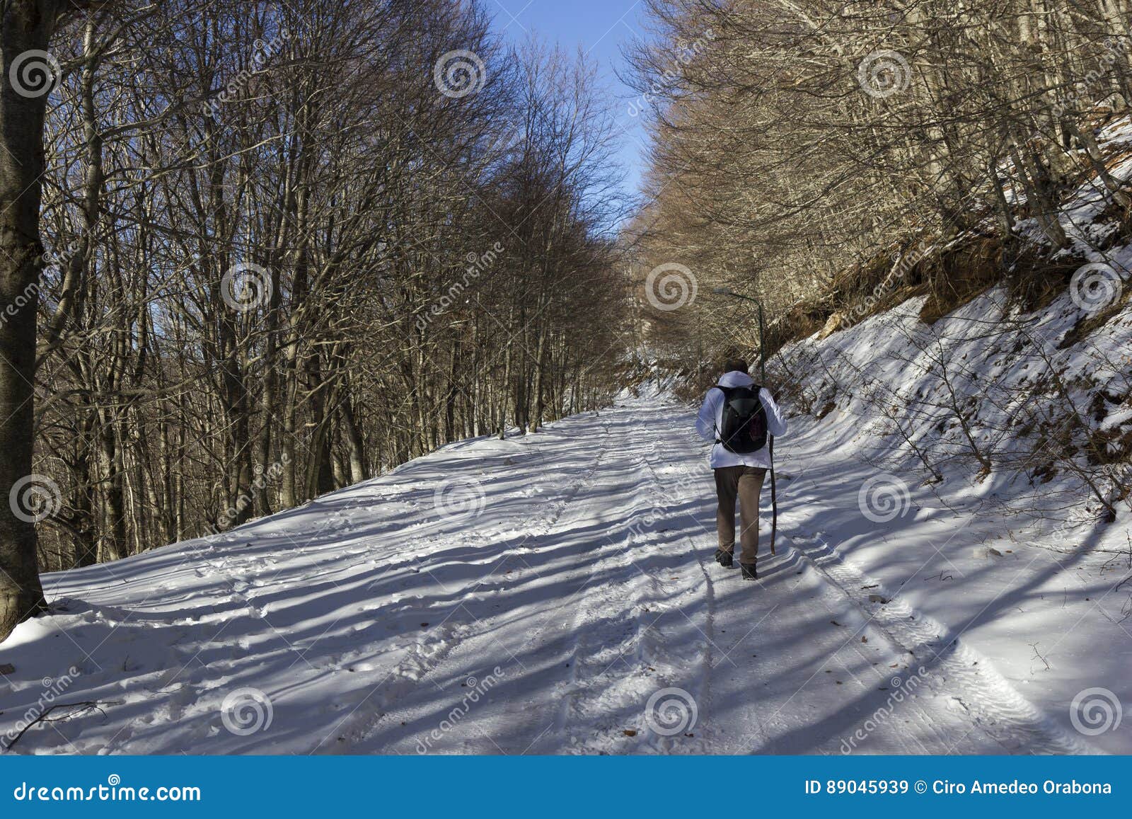 Hiker and snow stock image. Image of hiker, climbing - 89045939