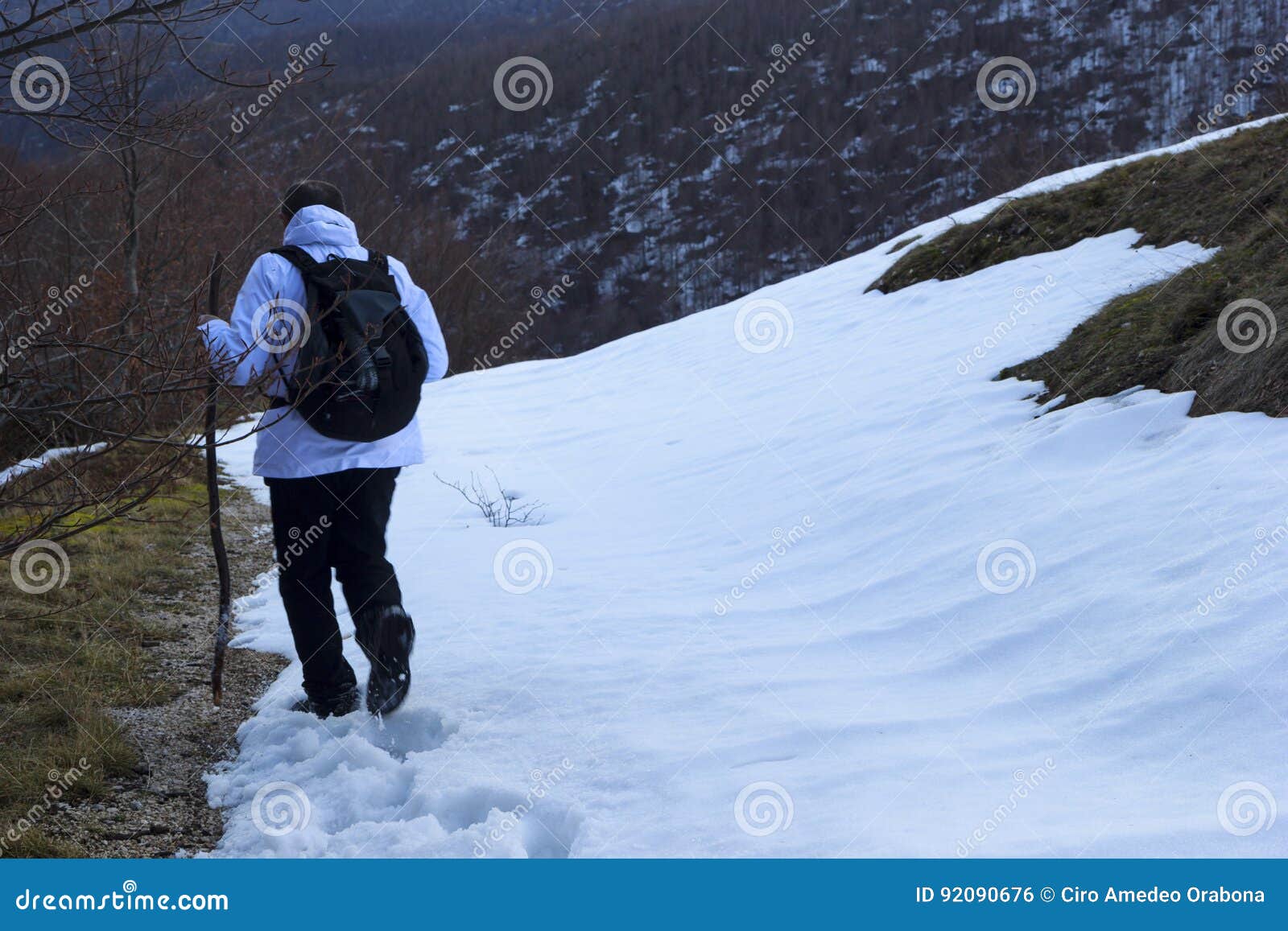 Hiker on snow stock photo. Image of nature, climbing - 92090676