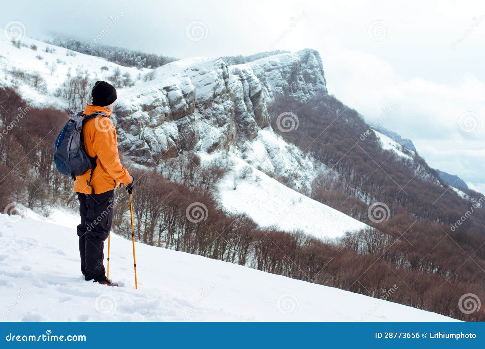 Hiker standing on the edge stock photo. Image of direction - 28773656
