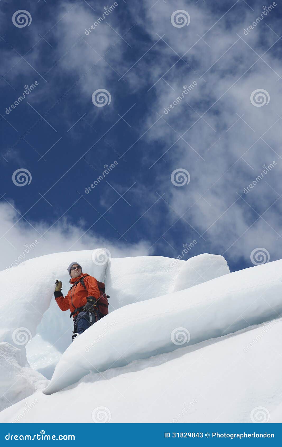 Hiker Standing on Ice Chunks Stock Image - Image of mountaineering ...