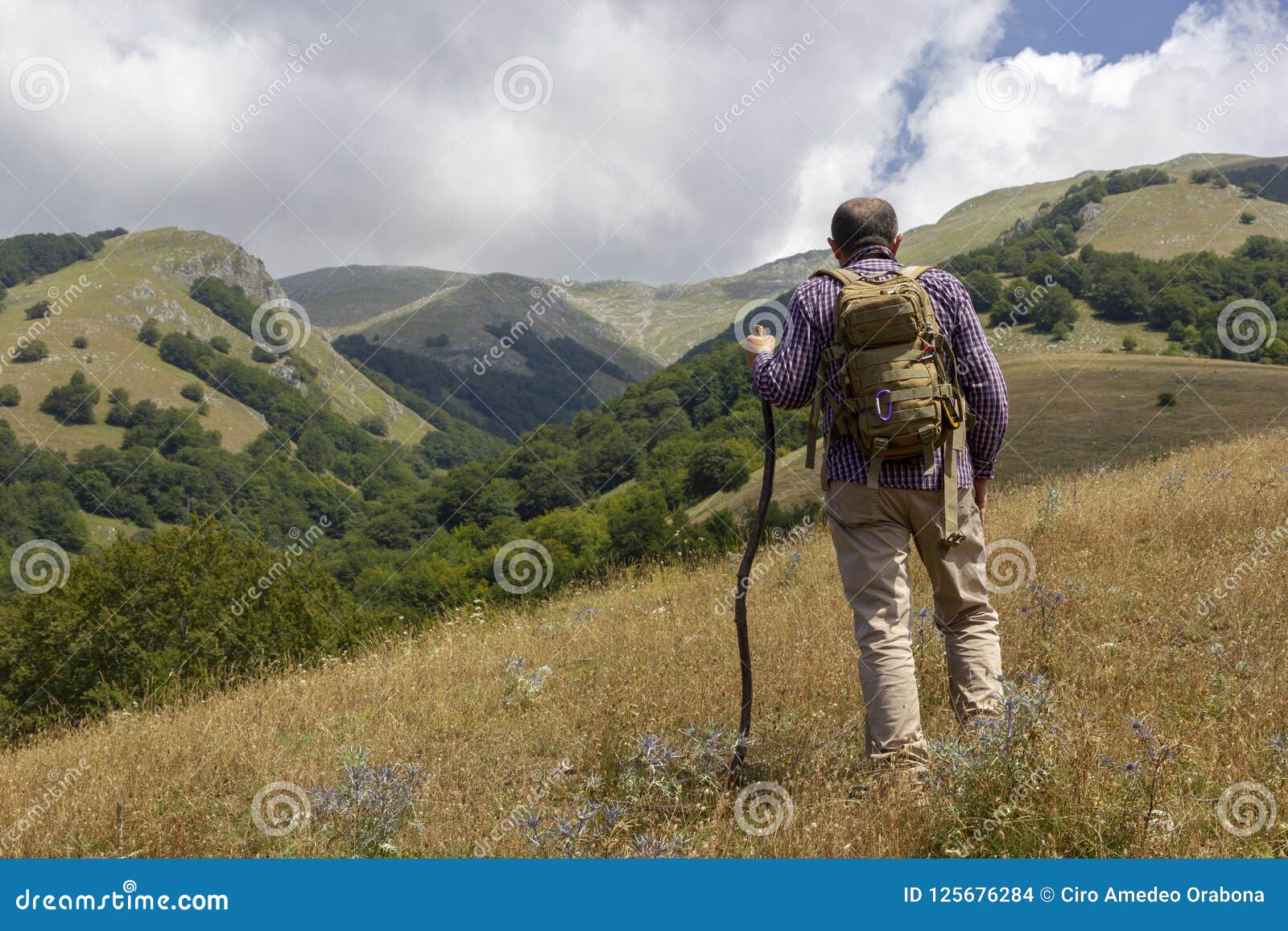 Hiker on mountain stock photo. Image of recreation, person - 125676284