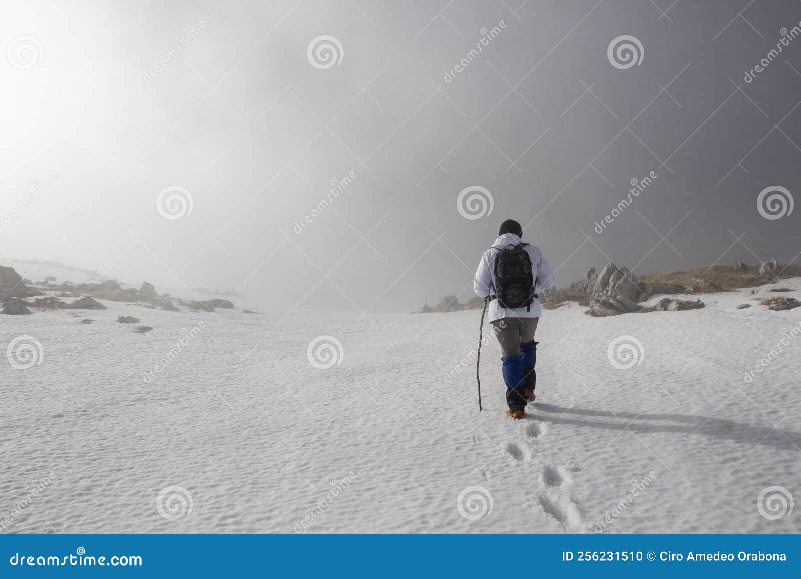Hiker on the Summit of a Mountain Stock Photo - Image of mountains ...