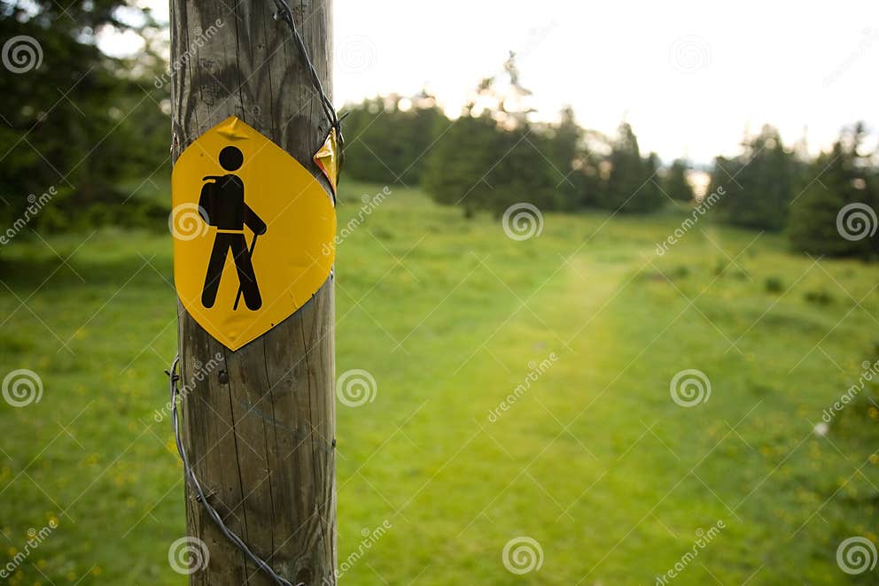 Hiker symbol stock image. Image of signpost, trail, yellow - 14171289