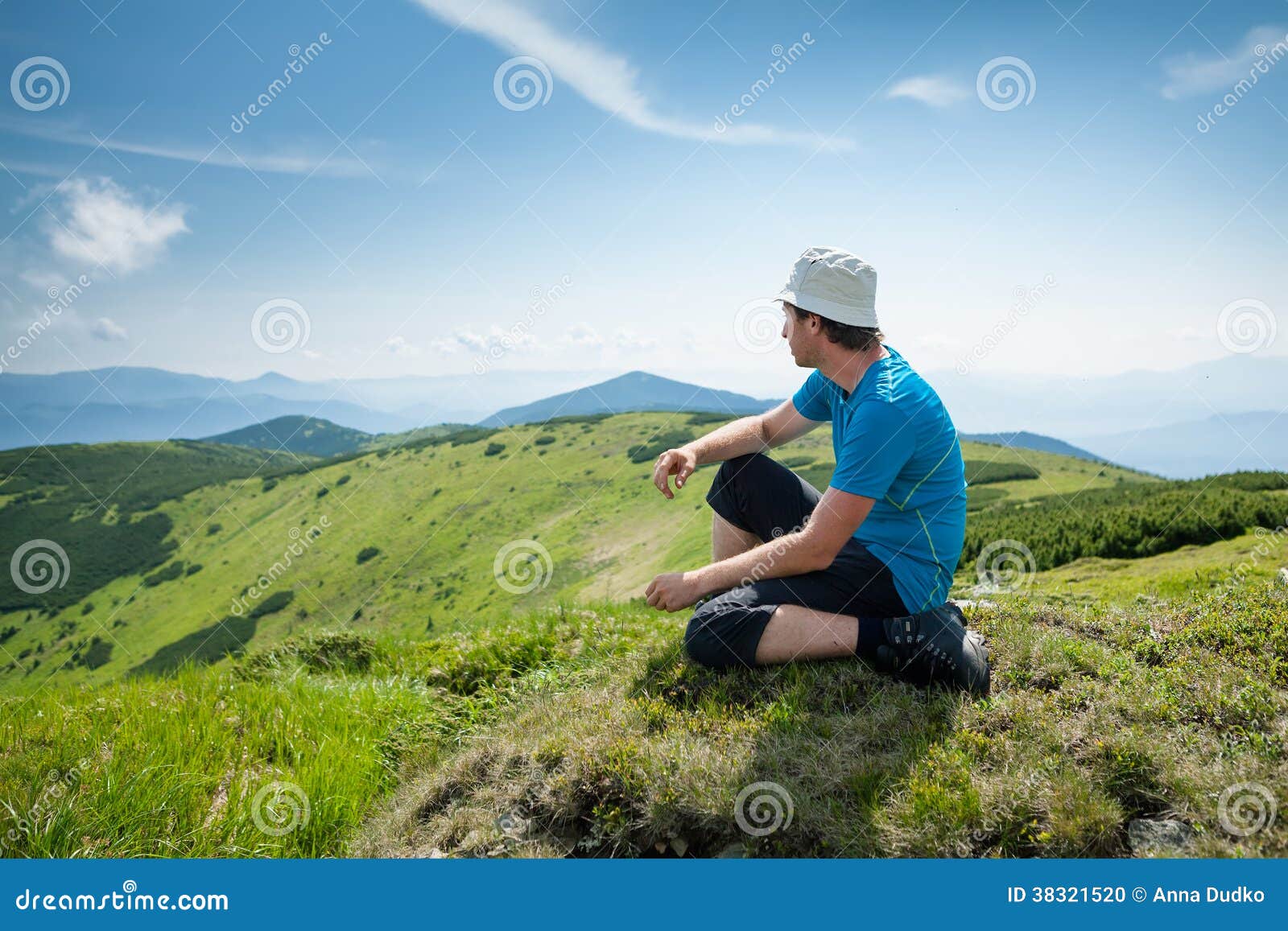 Hiker Takes Rest during Hiking Stock Photo - Image of hike, people ...