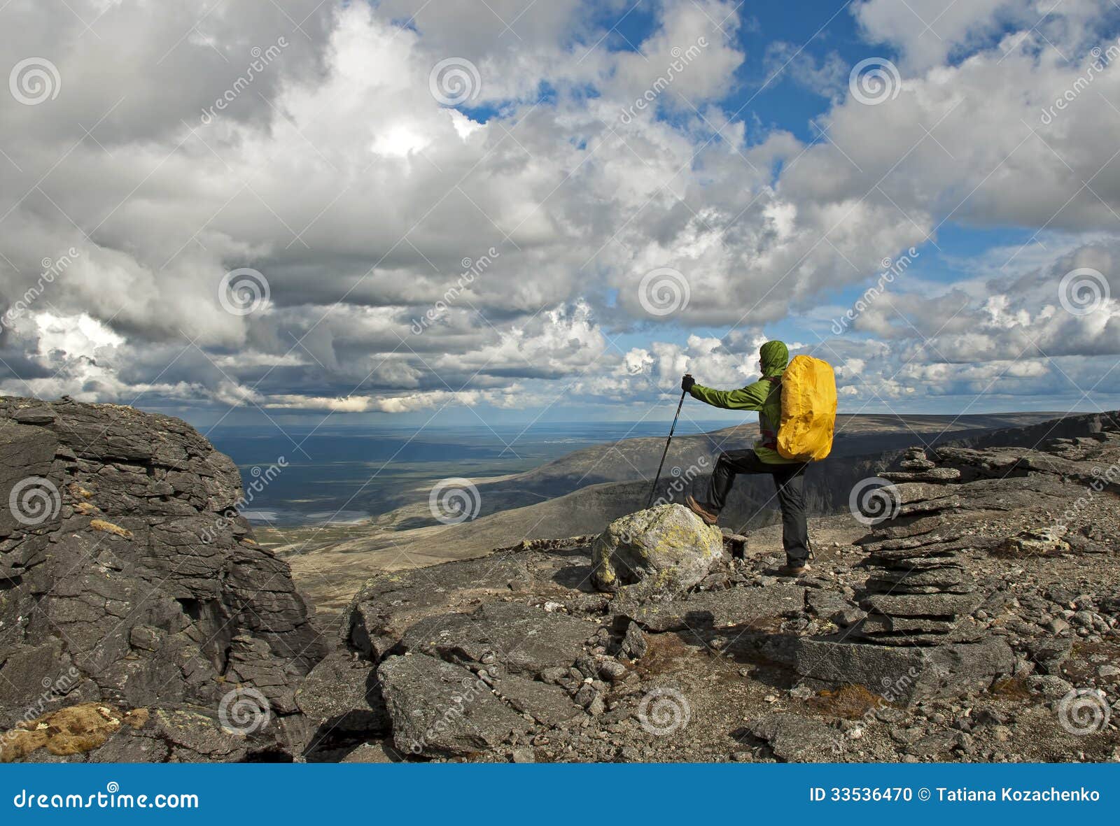 Hiker on the top stock photo. Image of clouds, journey - 33536470