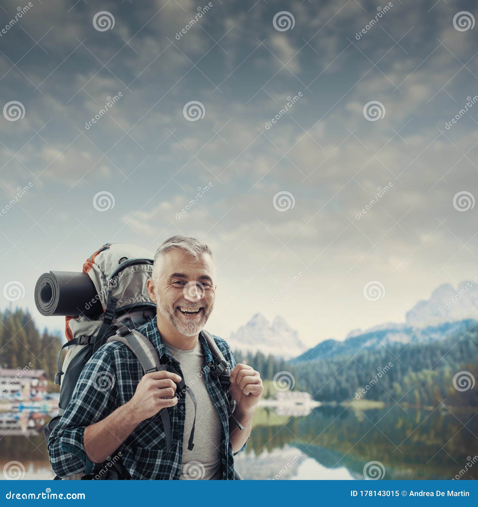 Hiker Trekking on the Mountains Stock Image - Image of rucksack ...