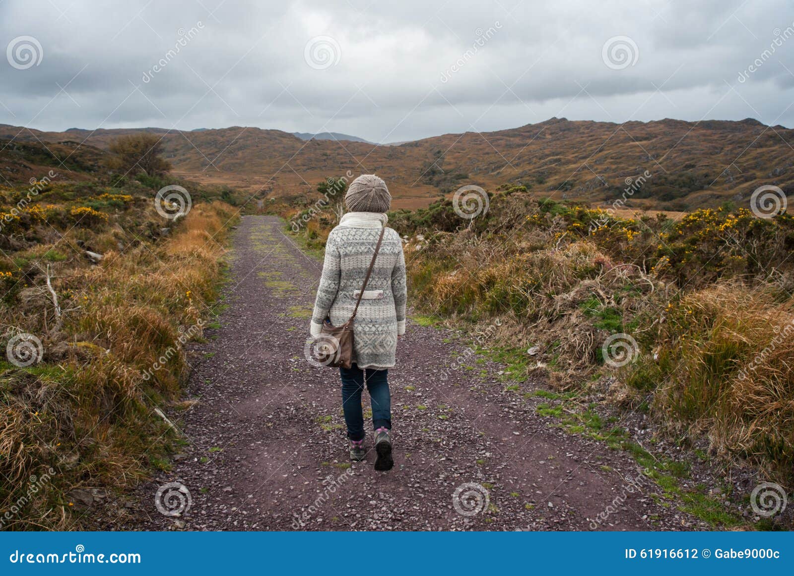 Hiker Walking through Rugged Wild Landscape Stock Photo - Image of ...