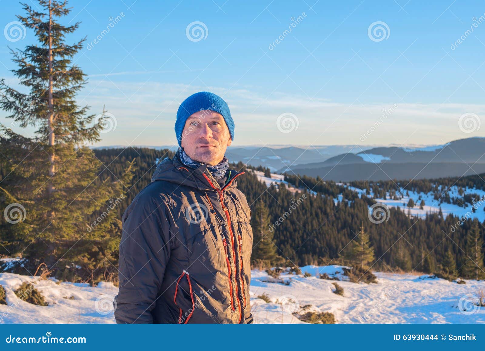 Hiker in winter stock photo. Image of cold, adult, healthy - 63930444
