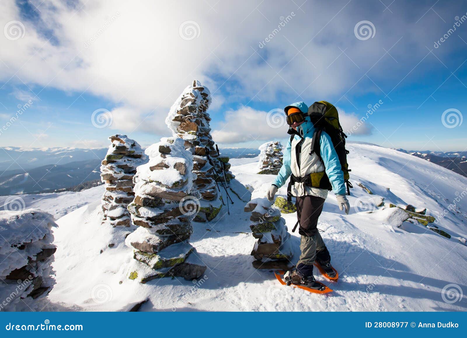 Hiker in winter mountains stock image. Image of energy - 28008977