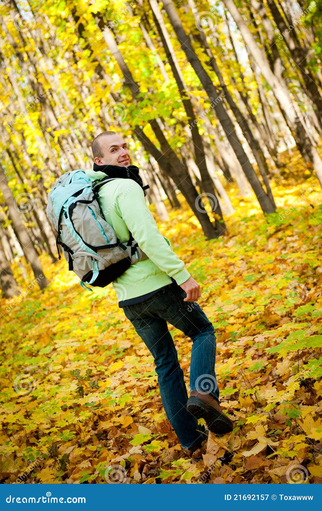 Hiker young man walking stock image. Image of hiking - 21692157