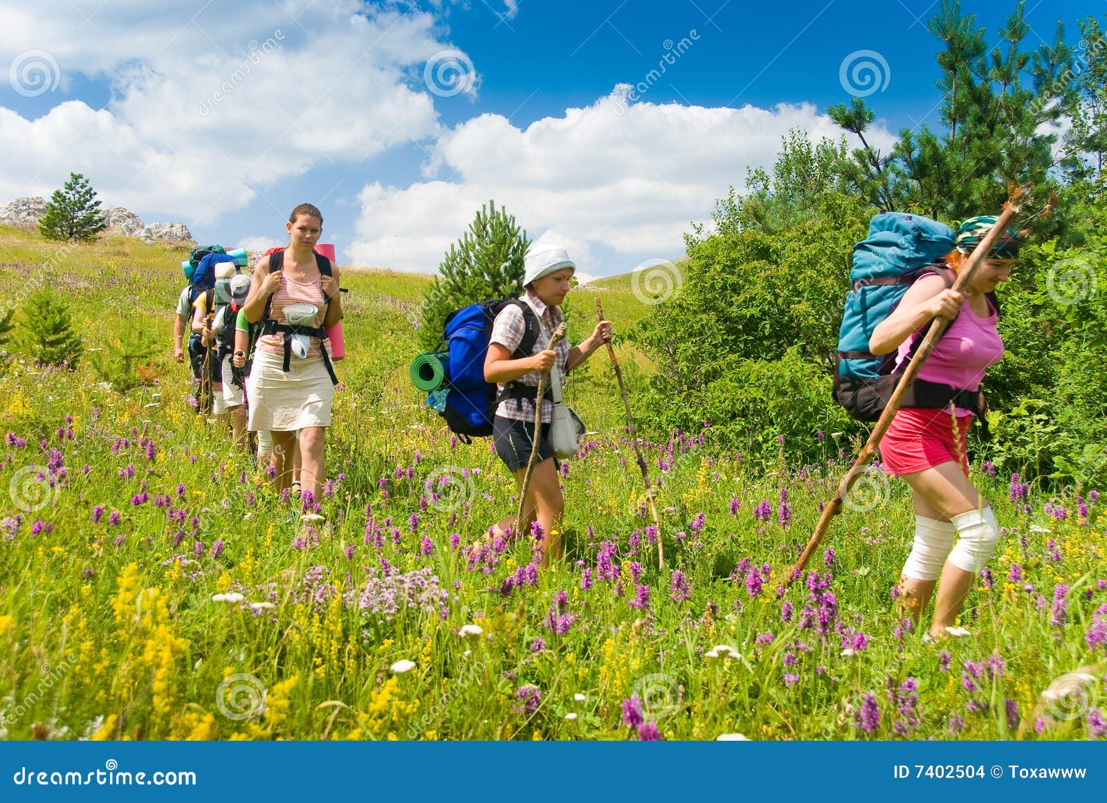 Hikers stock photo. Image of girls, adult, landscape, hiking - 7402504
